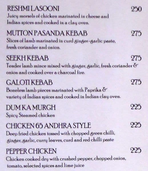 Menu at Spice Route, Bengaluru, 8