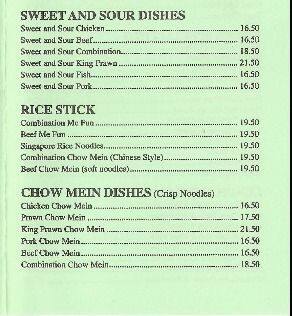 Menu at Wing Ho restaurant, Rockingham