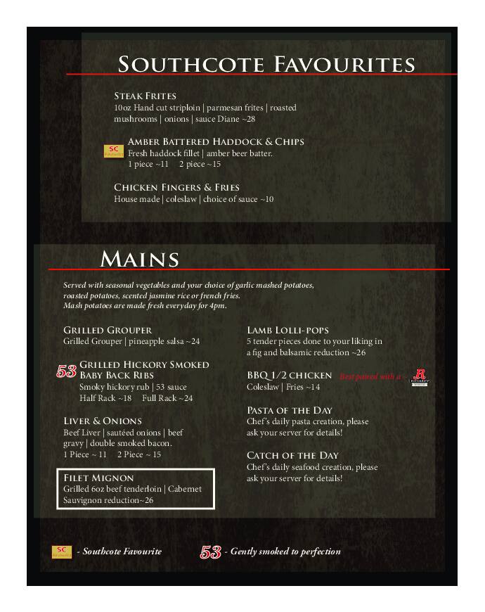 Menu at Southcote 53 Tap and Grill pub & bar, Hamilton