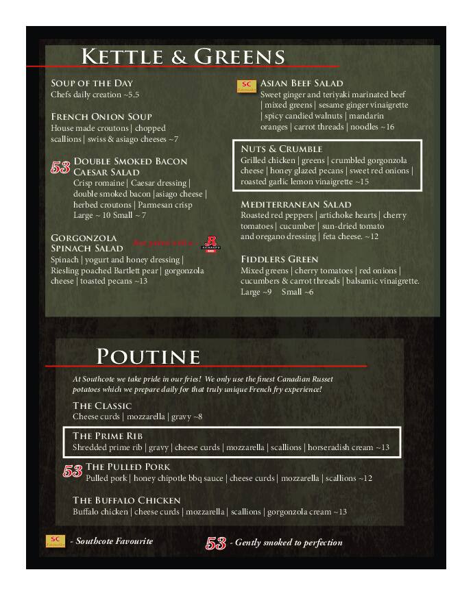 Menu at Southcote 53 Tap and Grill pub & bar, Hamilton