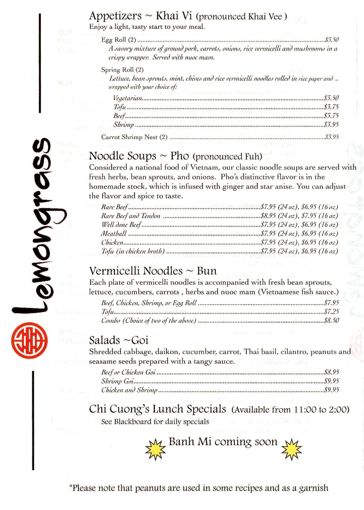 Lemongrass Menu Menu For Lemongrass Brunswick Portland Urbanspoonzomato