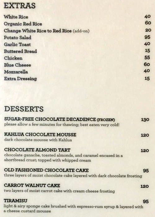 Menu at Oh Georg cafe, Cebu City, ayala center cebu