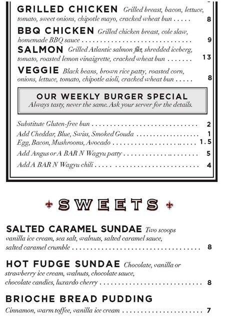 Menu at The Royale pub & bar, Plano