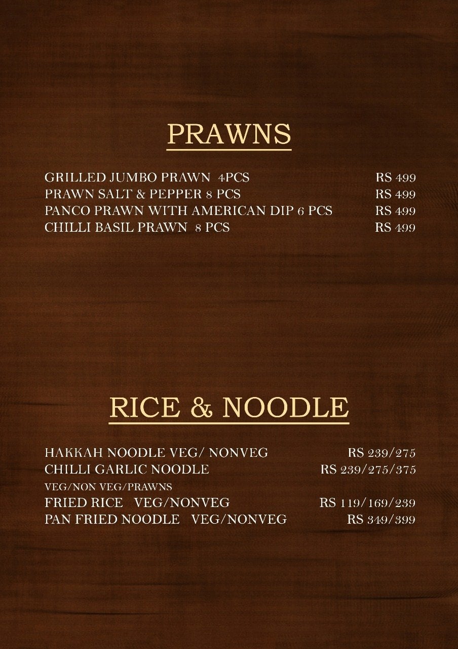 Menu at Sandoz, New Delhi, Sri Aurobindo Marg
