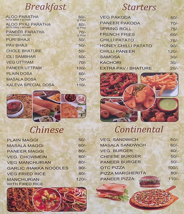 Menu at Kaleva sweets and Restaurant (Banquet hall available), Jaipur, 136