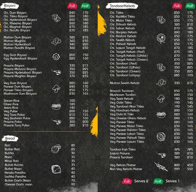 Menu of Aromaa, Airoli, Navi Mumbai