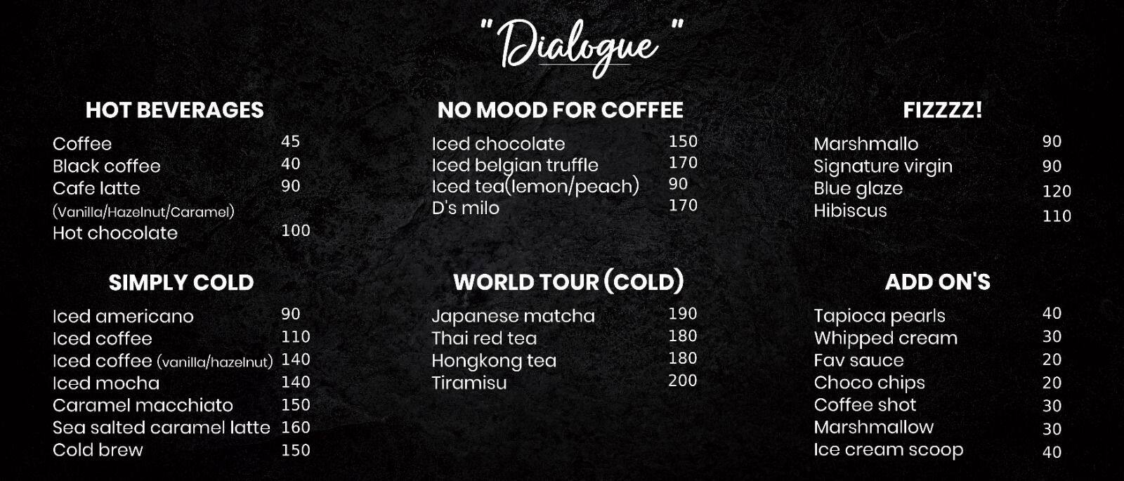 Menu of Dialogue, Adambakkam, Chennai