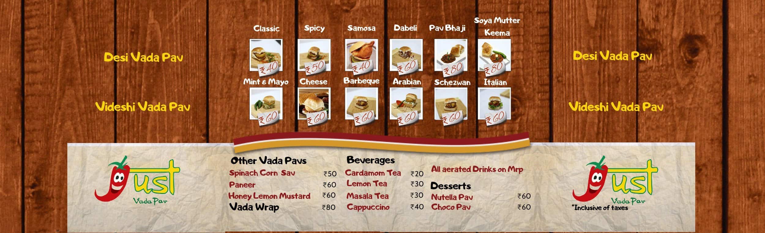 Just Vada Pav Menu, Menu for Just Vada Pav, Subhash Nagar, New Delhi ...