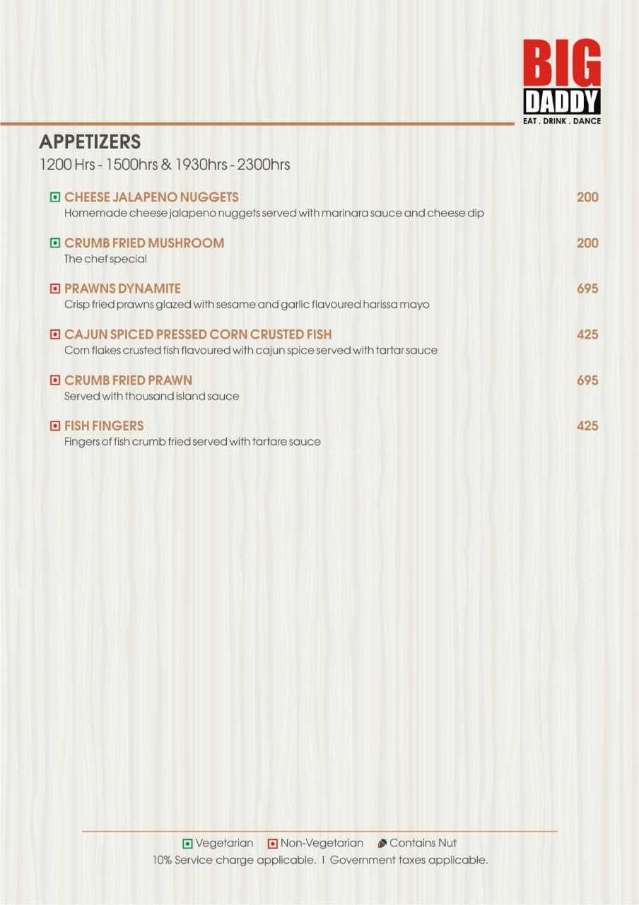 Menu At Big Daddy Agra 6