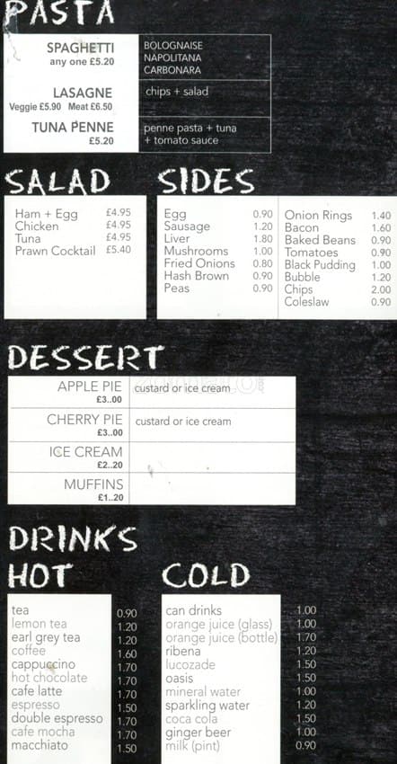 Menu at First Step Cafe, London