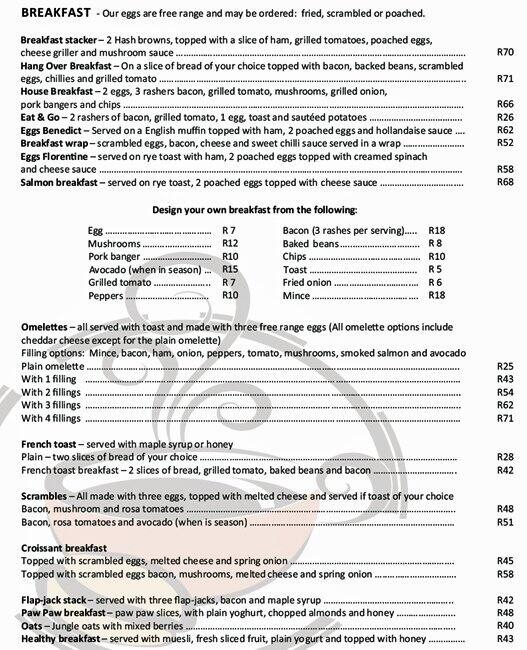 Menu at Cup & Chatter Coffee Shop pub & bar, Benoni