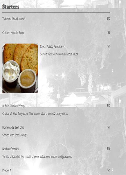 Menu at Bohemian Hall & Beer Garden pub & bar, New York City