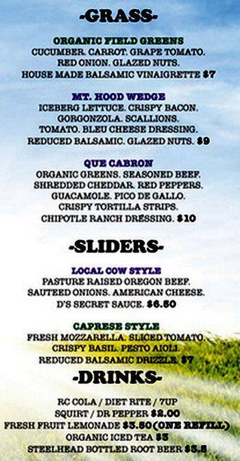 Menu at The Local Cow fast food, Gresham
