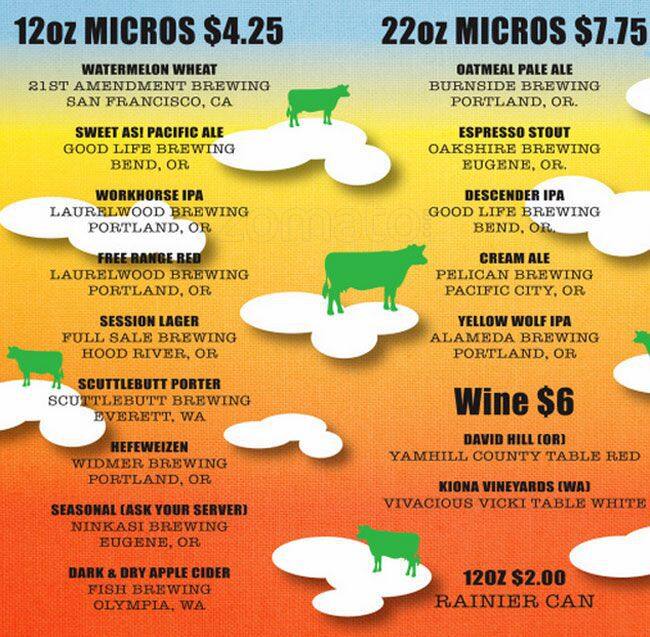 Menu at The Local Cow fast food, Gresham