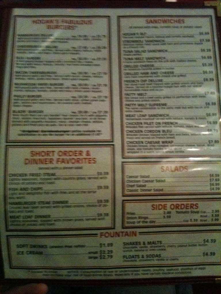 Menu at Hogan's Cafe Deluxe, Spokane