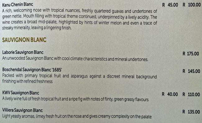 Menu at Luma Bar & Lounge, Sun City