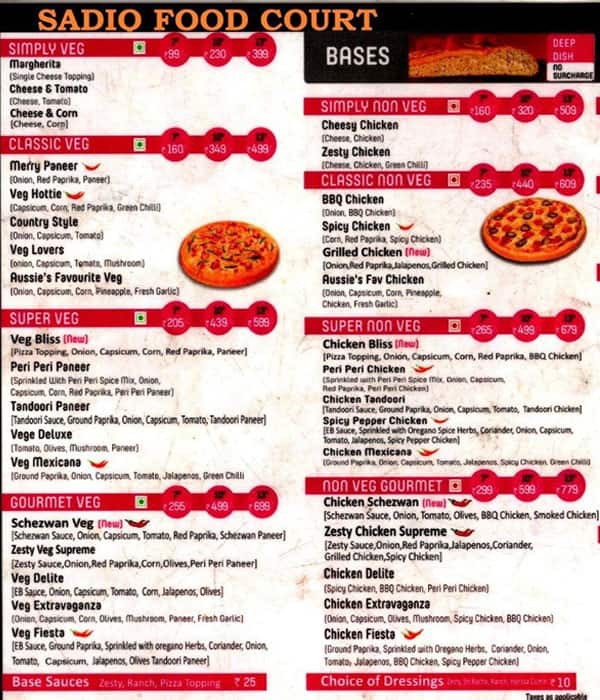 Menu of Go Pizza, Banjara Hills, Hyderabad