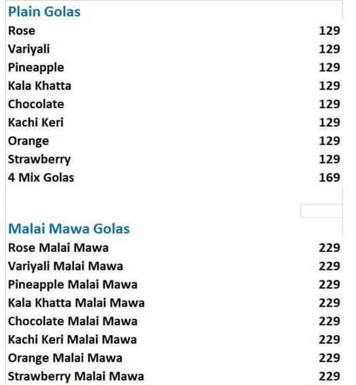 Menu of Gola House Rajkot Famous, Malad West, Mumbai