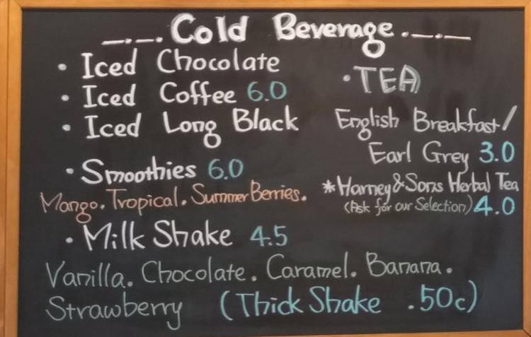 Menu At Cafe Artos Auckland