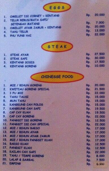 Menu at Restaurant Ciburial - Hotel Ririn, Bogor