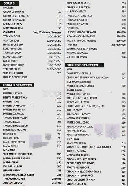 Menu at Dalchini, Pune, pimple saudagar