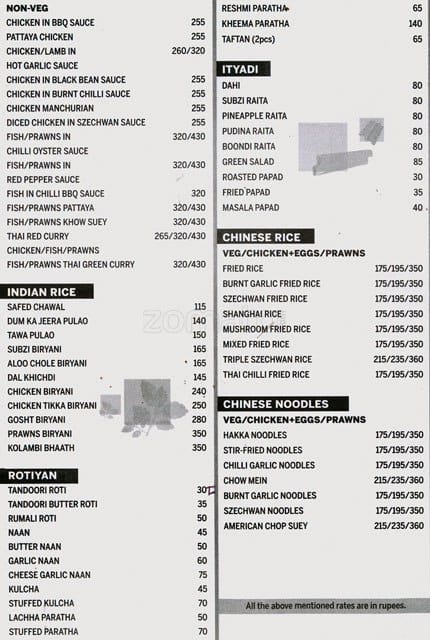 Menu at Dalchini, Pune, pimple saudagar