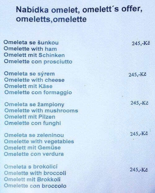 Menu at Restaurace Dvořák restaurant, Prague