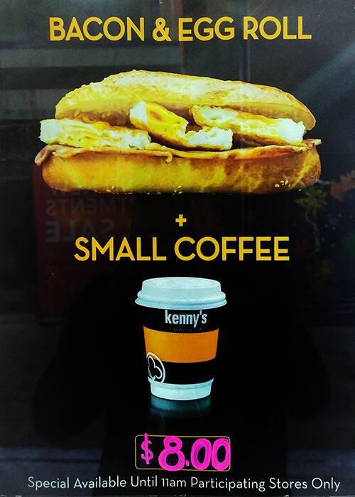 Menu at Kenny's Bakery, Southbank, 23/2 Southbank Bvd