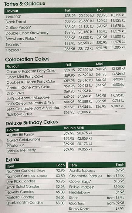 Menu at The Cheesecake Shop Boronia desserts, Boronia