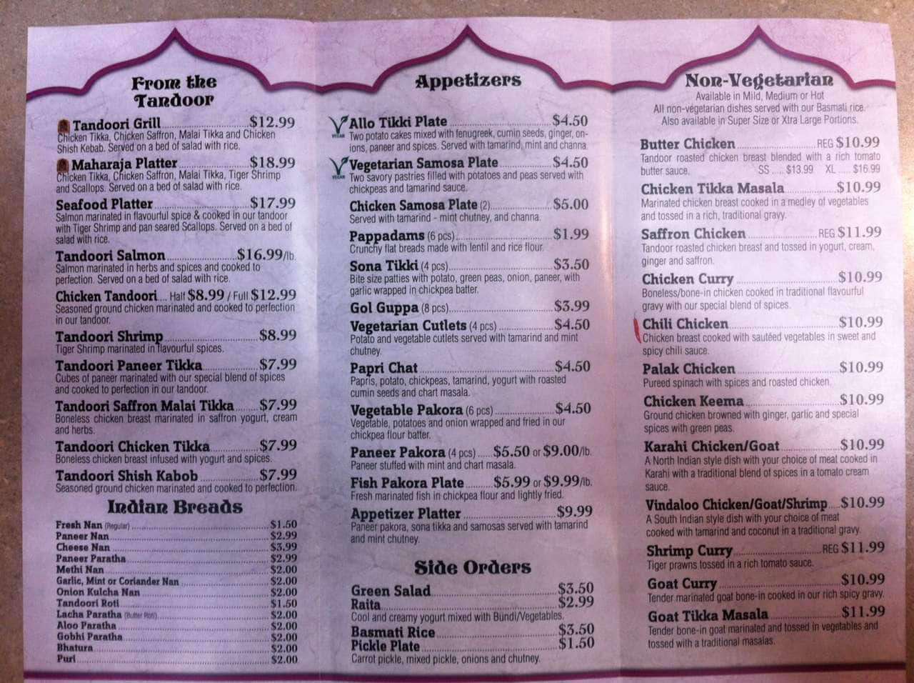 Tandoor House Menu, Menu untuk Tandoor House, North End, Winnipeg ...