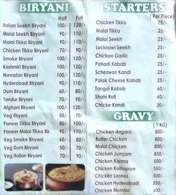 Menu of Ashrafiya Biryani & Caterers, Chakala, Mumbai