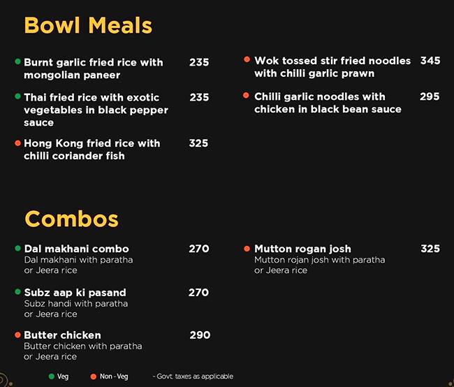 Menu at House of Commons, Bengaluru, 1st Floor