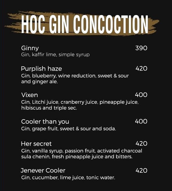 Menu at House of Commons, Bengaluru, 1st Floor