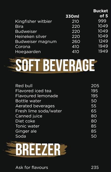 Menu at House of Commons, Bengaluru, 1st Floor
