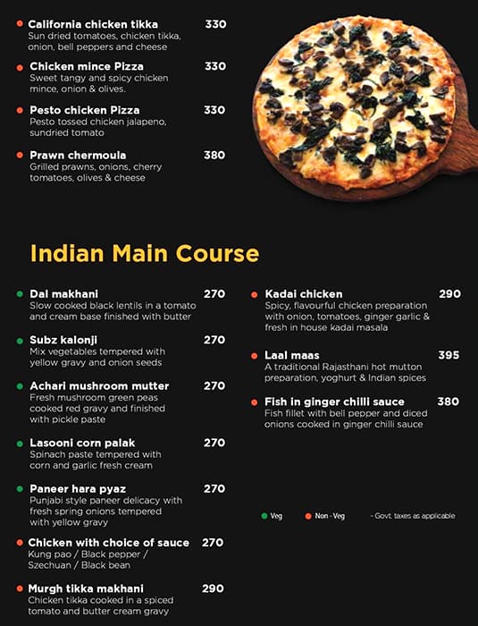 Menu at House of Commons, Bengaluru, 1st Floor