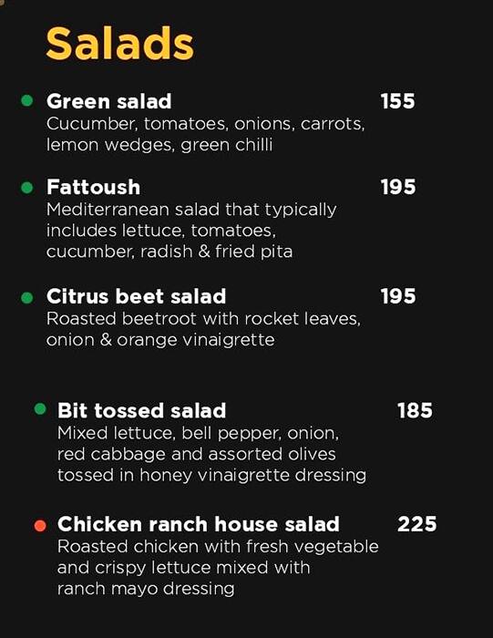 Menu at House of Commons, Bengaluru, 1st Floor