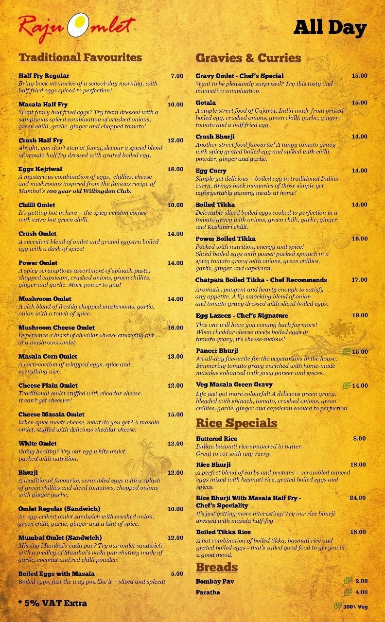 Raju Omlet Menu, Menu for Raju Omlet, Al Karama, Dubai - Zomato