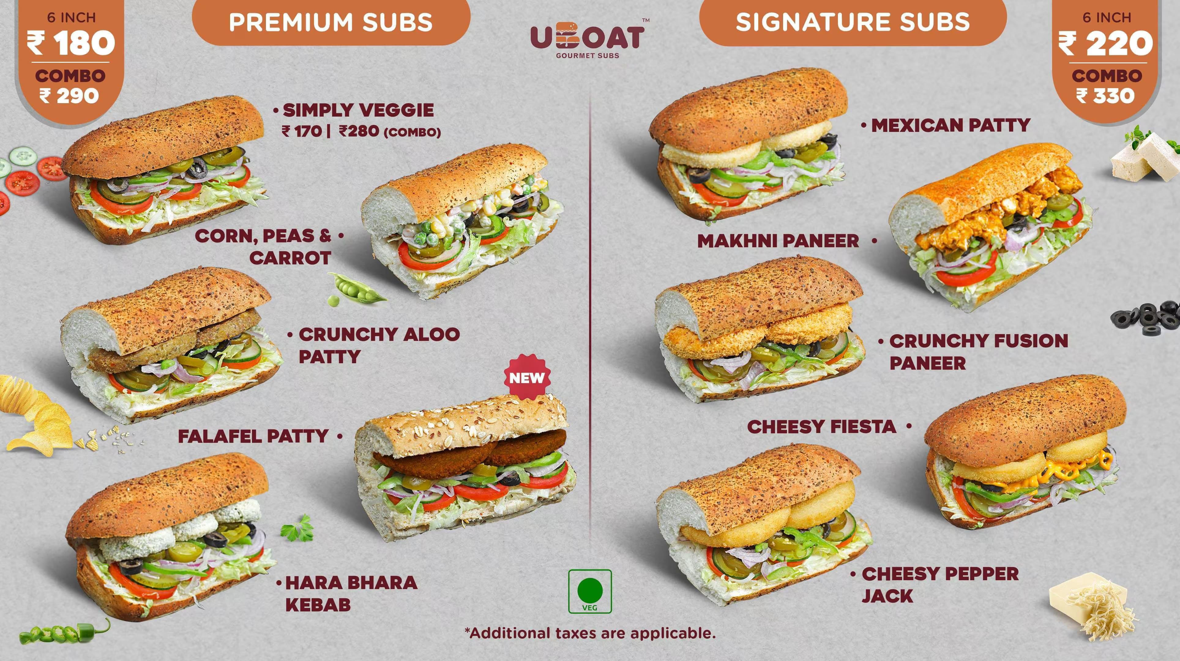 Menu of Uboat - Gourmet Subs, Bopal, Ahmedabad