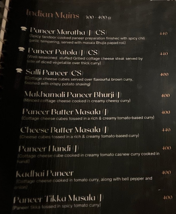 Menu of Merasa, Bopal, Ahmedabad