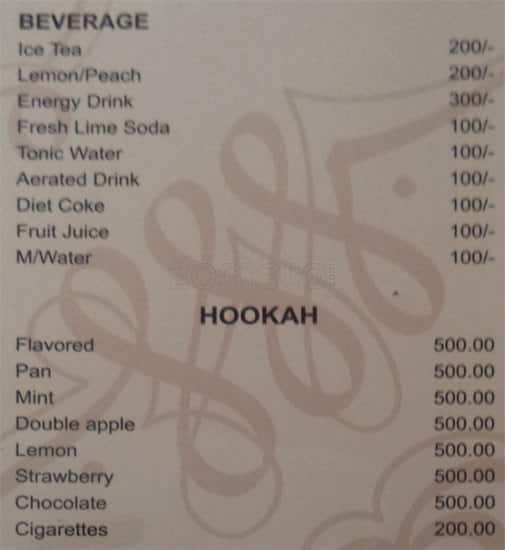 Menu at Prison, Gurugram, Mehrauli Gurgaon Road
