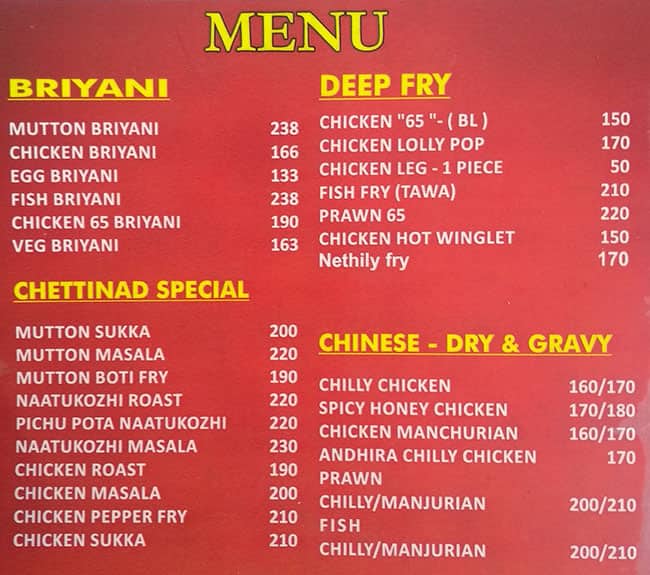 Menu at Ambur Star Briyani, Bengaluru, 5