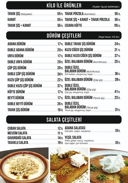Menu at BALABAN KEBAP RESTAURANTS - VEDAT USTA ' NIN YERİ, Istanbul ...
