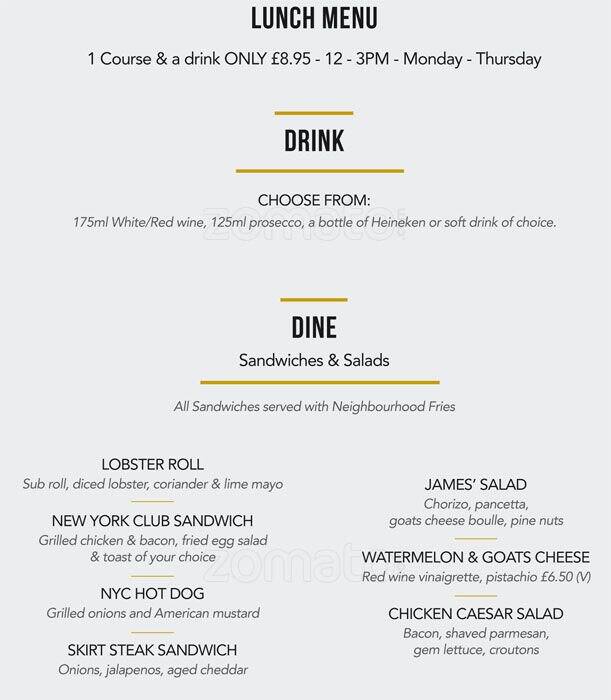 Menu at Neighbourhood Manchester pub & bar, Manchester