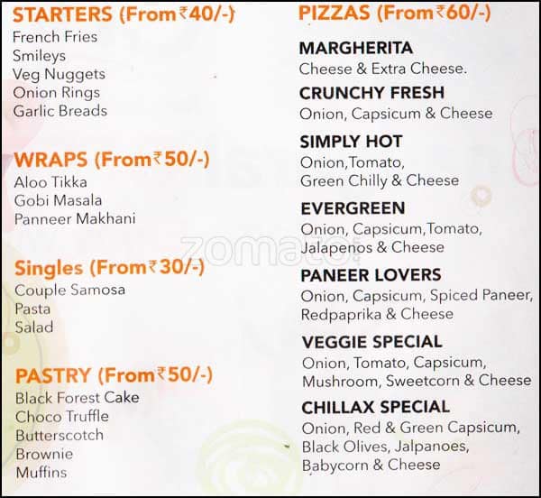 Menu at Chillax, Chennai, No. 9