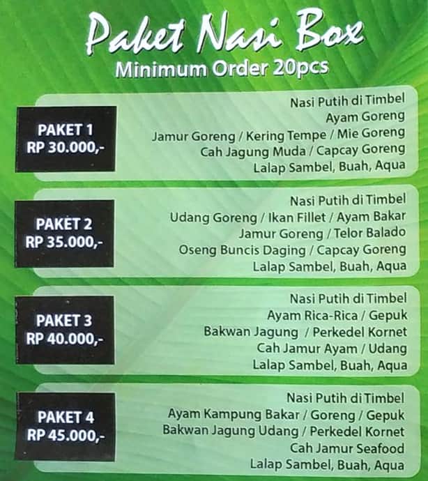 Menu at Griya Wulan Sari restaurant, Bekasi Regency