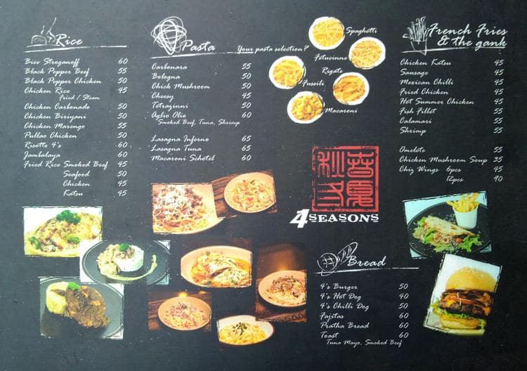 Menu at 4 Seasons cafe, Bogor