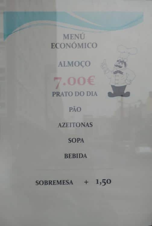 Menu at Cervejaria Ibérica steakhouse, Lisbon, R. Febo Moniz 23