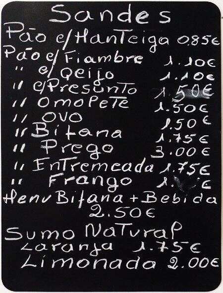 Menu at Cervejaria Ibérica steakhouse, Lisbon, R. Febo Moniz 23
