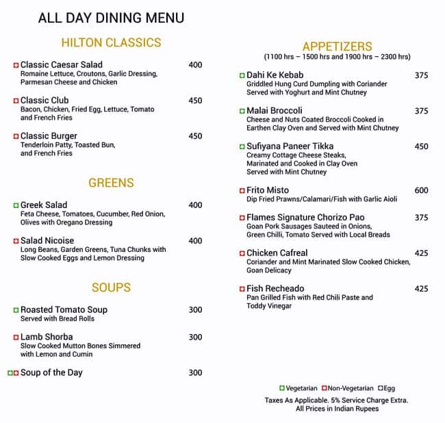 Menu at Coba, Assagao, Double Tree by Hilton