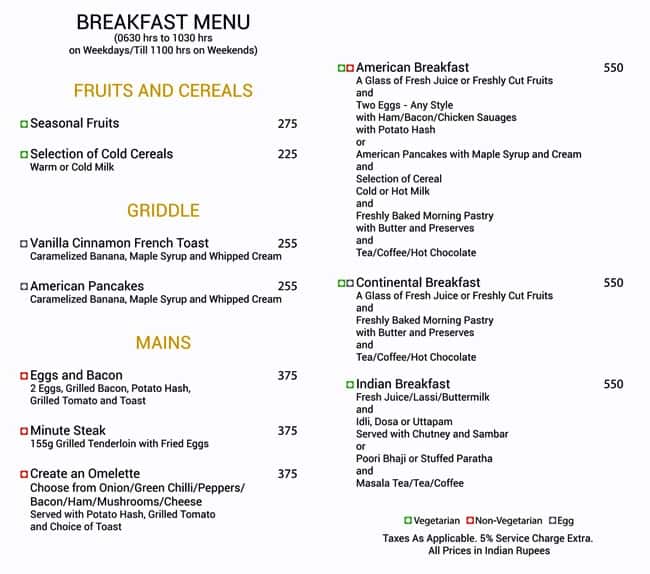 Menu at Coba, Assagao, Double Tree by Hilton